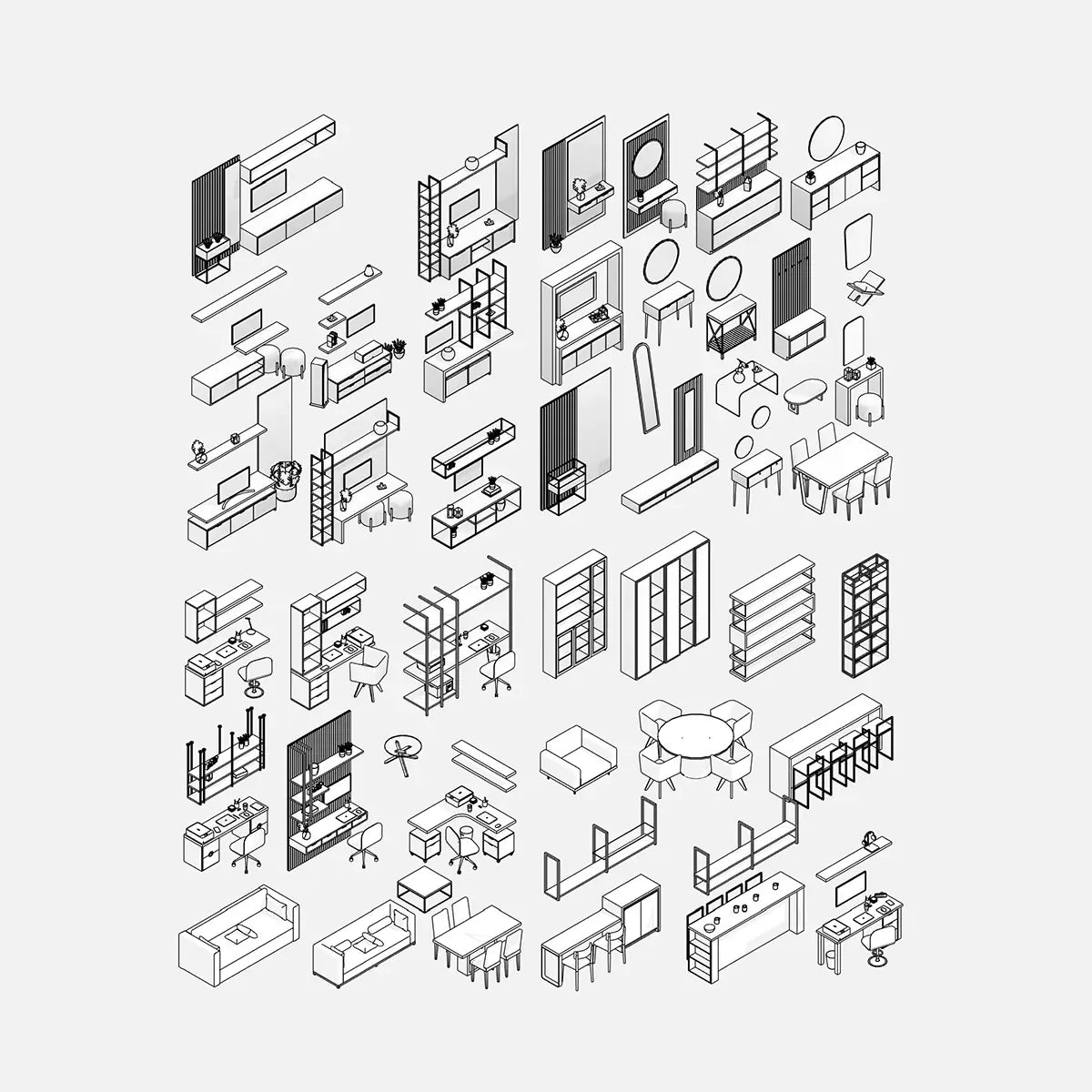 Indoor Furniture Pack03 - 46 Famiglie Revit BIM | Factory268 – FACTORY268
